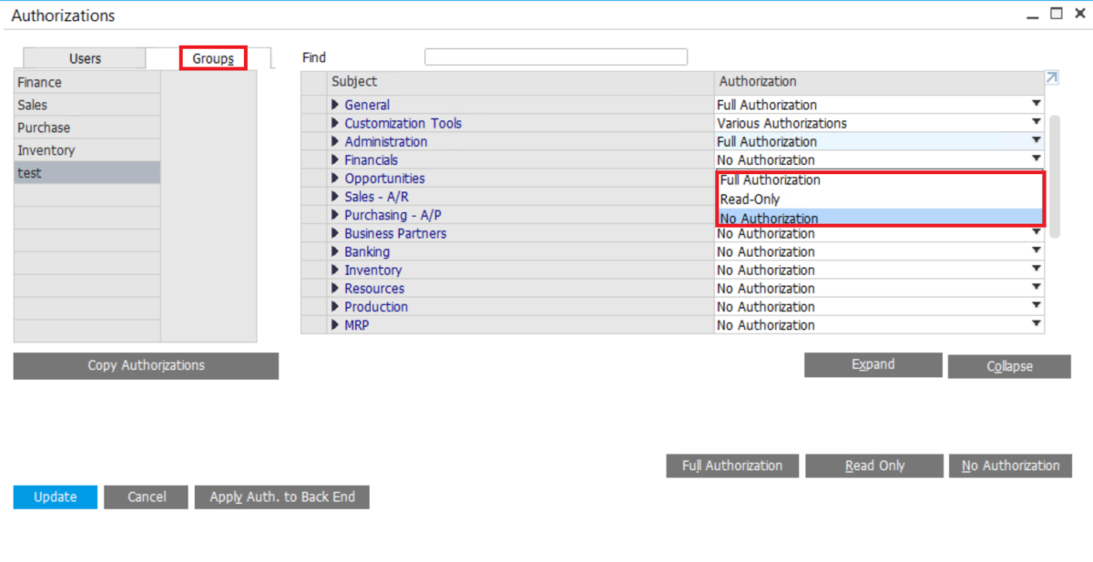 Authorization Groups in SAP Business One | SAP B1 | MTC Systems Authorization Groups in SAP Business One | SAP B1 | MTC Systems