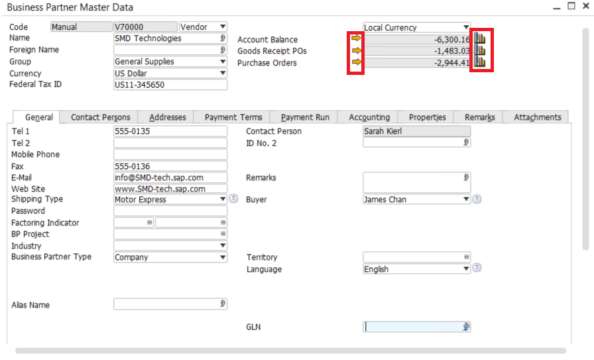 More details from Master Data in SAP Business One | SAP B1 | MTC Systems