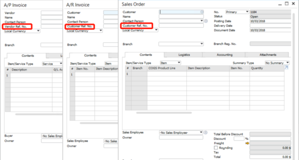 Reference Numbers Setting In Sap Business One Sap B1 Mtc Systems