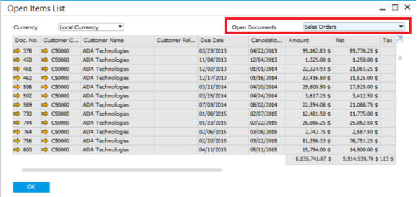 The Open Items List in SAP Business One | SAP B1 | MTC Systems