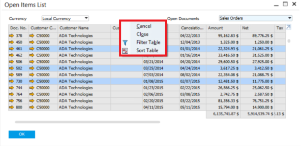 The Open Items List in SAP Business One | SAP B1 | MTC Systems